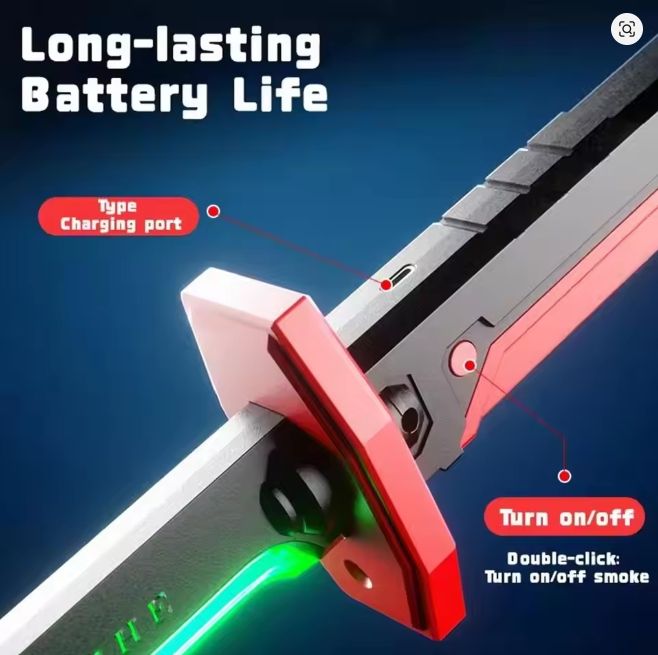 Colorful Streamer Glowing Sword Toys with Spark & Smoke Effect Light ...