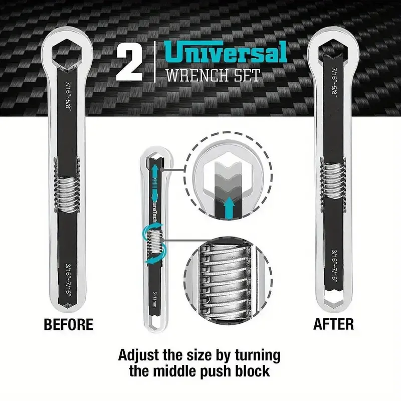 Adjustable Universal Linkage Wrench Set Dual Head Spanner 5-11mm & 11 ...