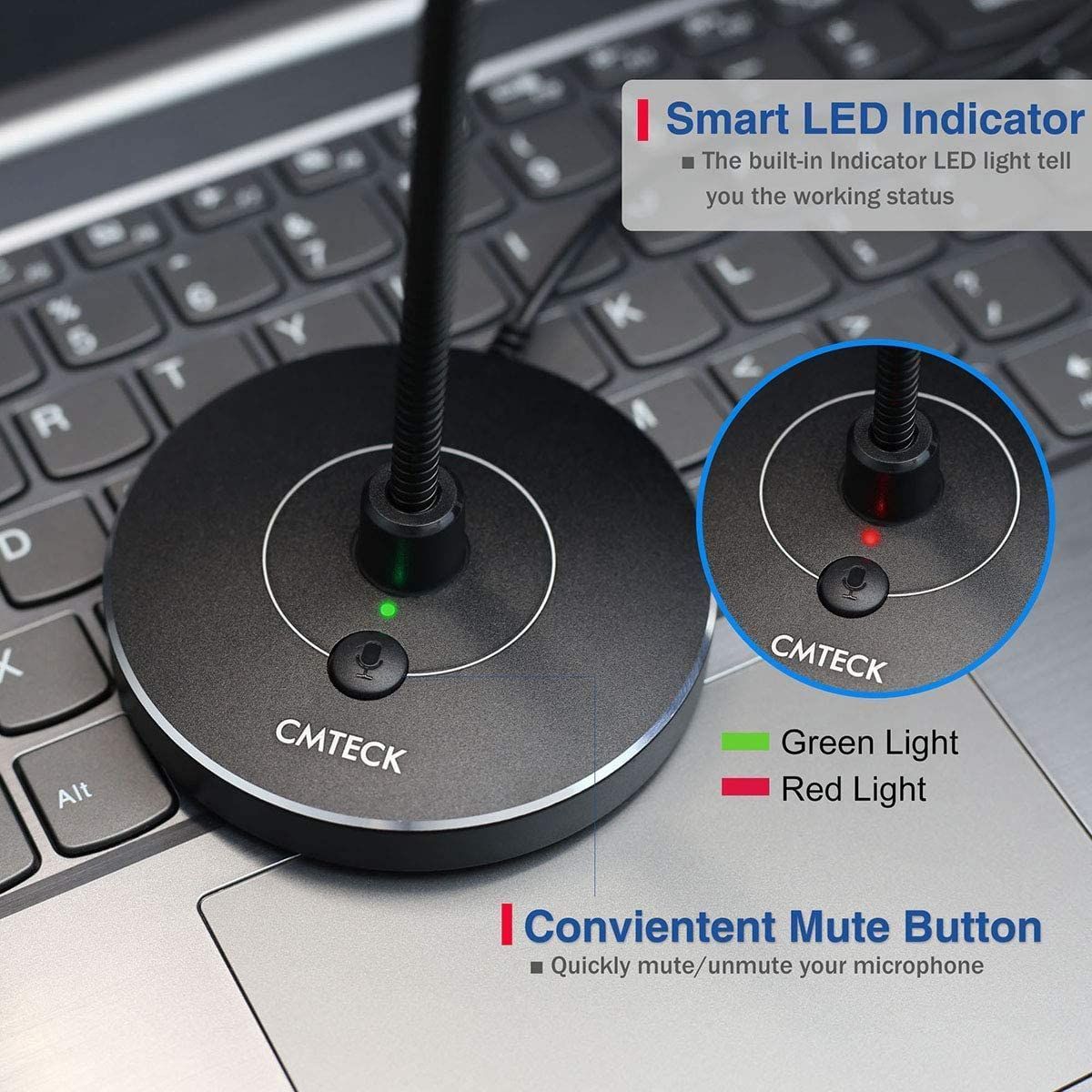 G009 Grey USB Gooseneck Microphone