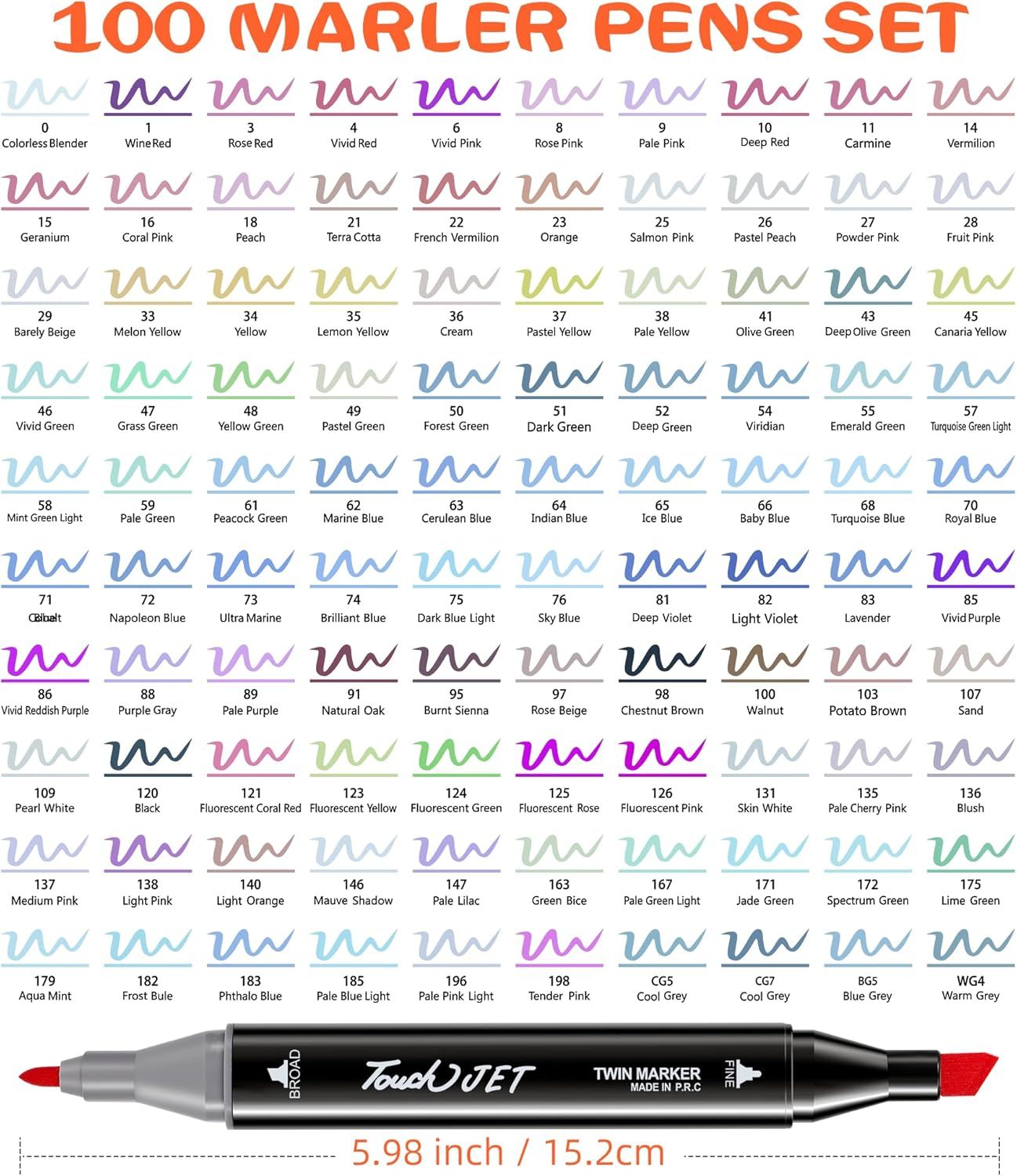 100 Colors Alcohol Markers with Fine and Chisel Tips