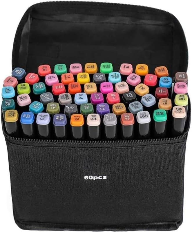 60 Colors Alcohol Markers with Fine and Chisel Tips
